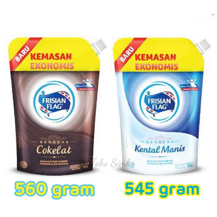 Frisian Flag Susu Kental manis pouch 545 gram besar rasa coklat putih ...