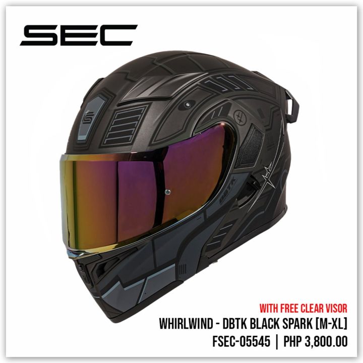 sec whirlwind DBTK modular & dual visor helmet with FREE CLEAR VISOR ...