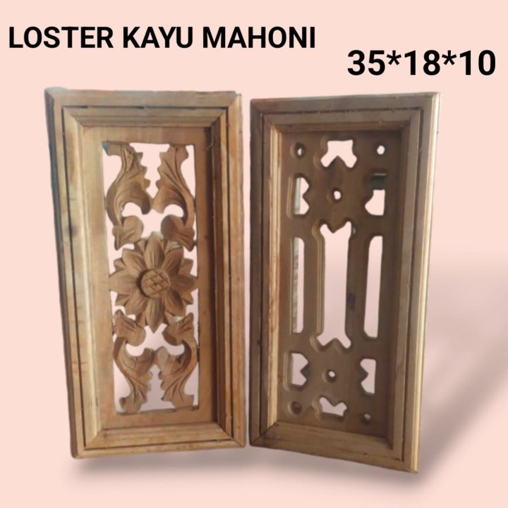 Loster kayu,pentilasi udara ukir kayu 35x18x10 mahoni dekorasi dinding ...