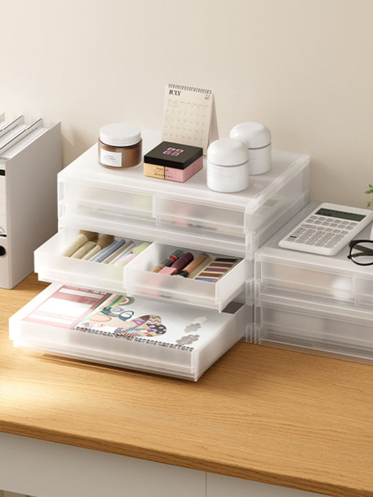 Desktop Organizer Drawer Style Office Desk Transparent Arrangement Box ...