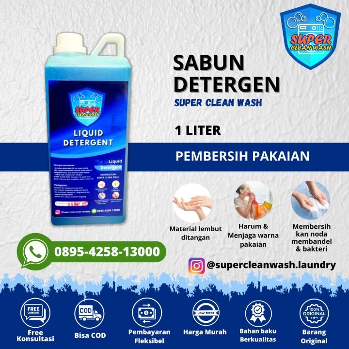SUPER CLEAN WASH SABUN DETERGEN CAIR LAUNDRY/SABUN CUCI BAJU 1 Liter ...