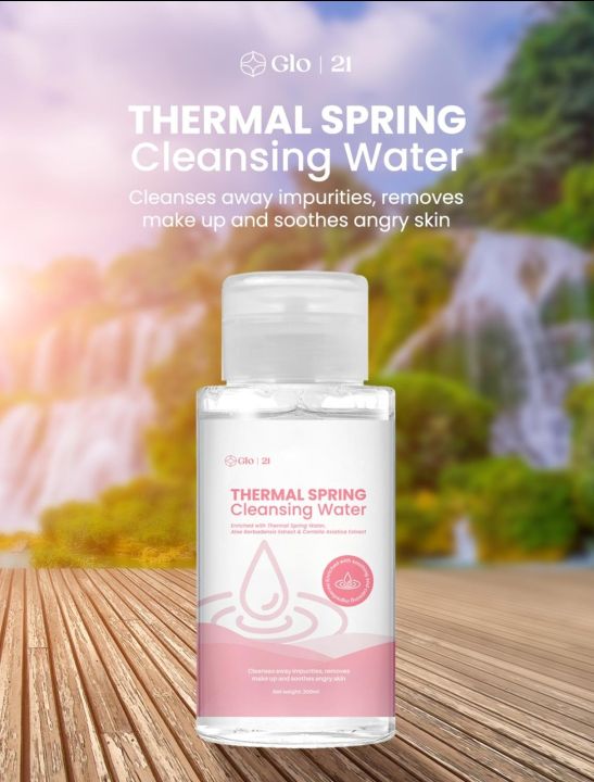 Glo21 Thermal Spring Cleansing Water - For Sensitive Skin, Acne-Prone ...