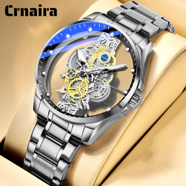 Crยินดีอัตโนมัติวิศวกรรมนาฬิกาควอตซ์สำหรับผู้ชายแบรนด์เดิม2022ใหม่ Openwork นาฬิกาให้ชายส่อง ...