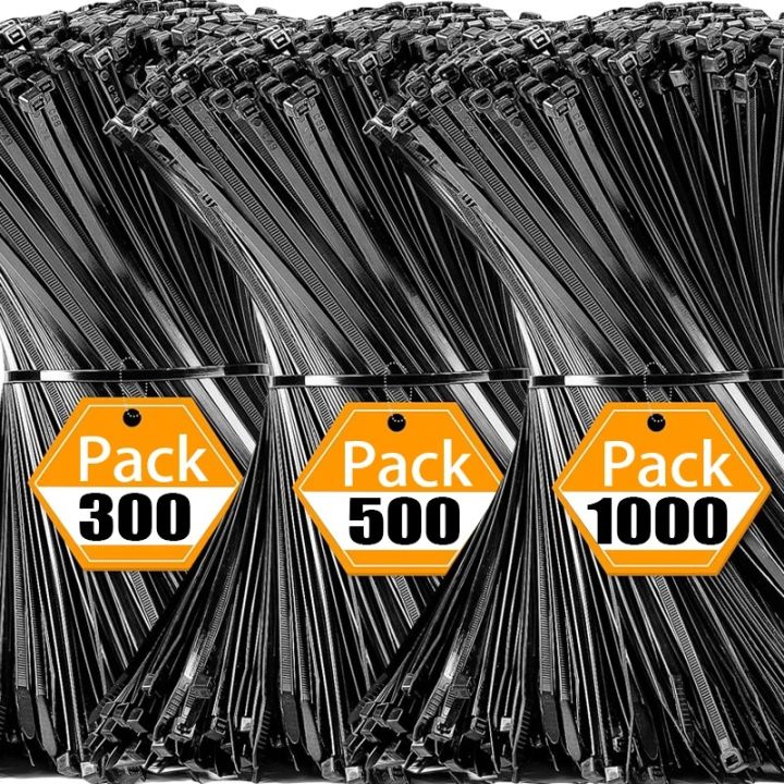 1000/100PCS Self-Locked Nylon Cable Tie Adjustable Cord Ties Straps Fastening Loop Wire Wrap ...