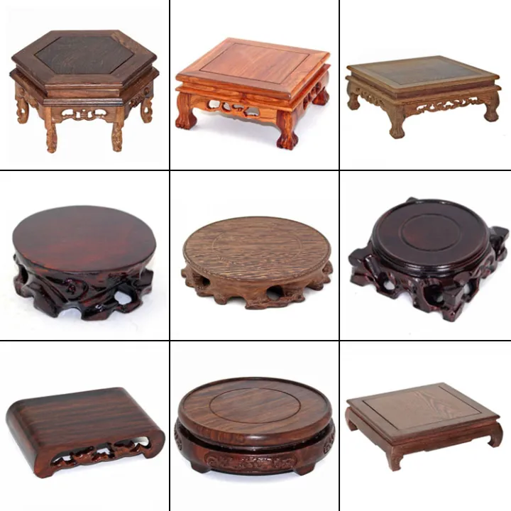 Retro Chinese Style Wooden Base Tea Pot Tray Heat Resistant Cup Holder Tea Ceremony Accessories ...