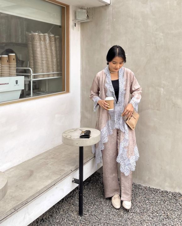 atasan kebaya outer Lace batik viscose renda polos ( hanya atasan ...