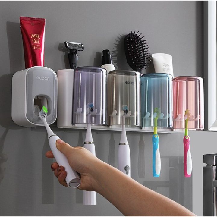 Ecoco Multifunctional Toothbrush Holder with Cups Toothpaste Dispenser ...