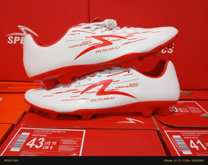 Specs Lightspeed reborn putih merah fg / putih gold in / hitam gold ...