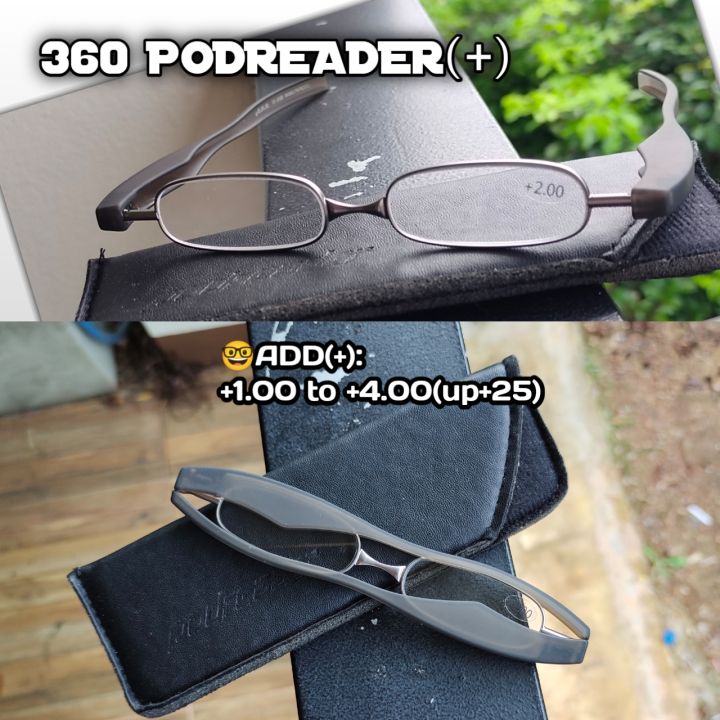 แว่นตาอ่านหนังสือ PODREADER(L) ขาหมุน360 แว่นสายตายาว | Lazada.co.th