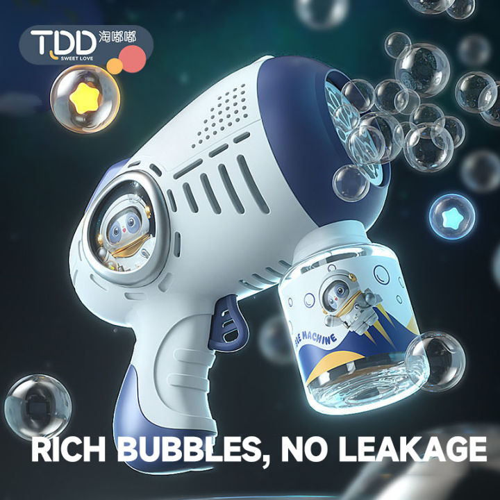 【S.mart】Space Panda bubble gun kids outdoor bubble toy with battery ...