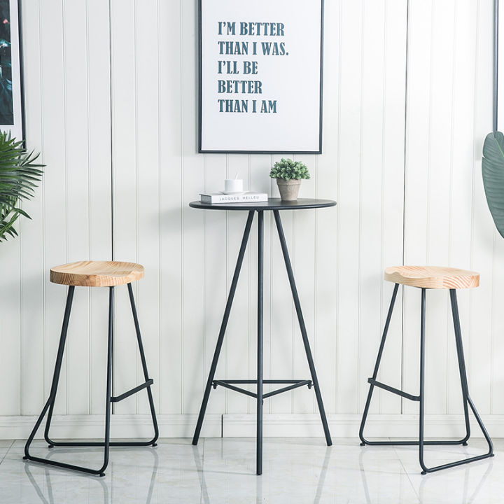 Modern Minimalist Iron Bar High Table Chair Combination High Leg round ...