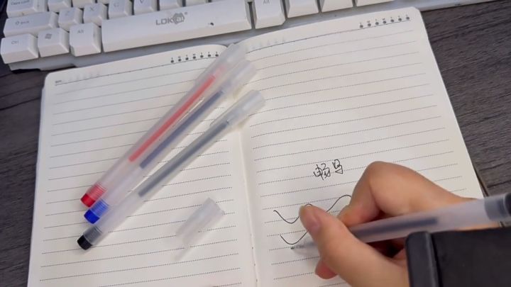 200 pcs muji style ballpen set Gel Pens Black Ball Pen with Refills 0 ...