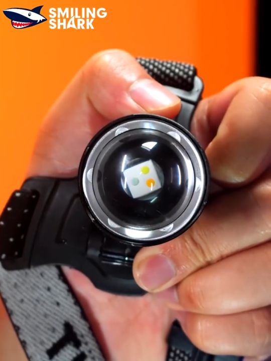 Senter Kepala Smiling Shark TD0157 Headlamp 3 warna cahaya sensor gerak ...