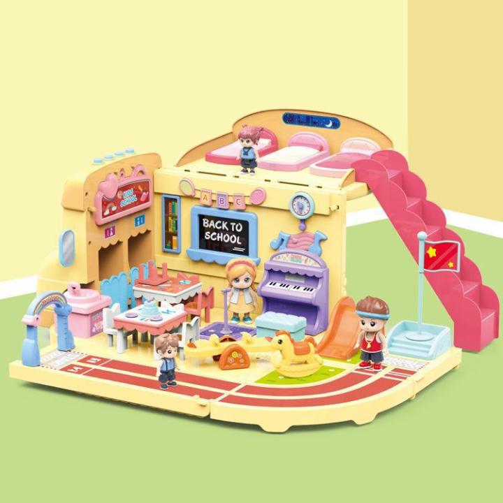 【S.mart】2in1 School bus mini scene kids pretend play toy set | Lazada PH