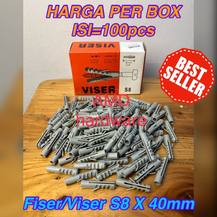 FISER VISER S6 S8 S10 S12 Penahan Baut Sekrup Piser 6 8 10 12 mm skrup Anchor Bolt Angkur Nylon ...