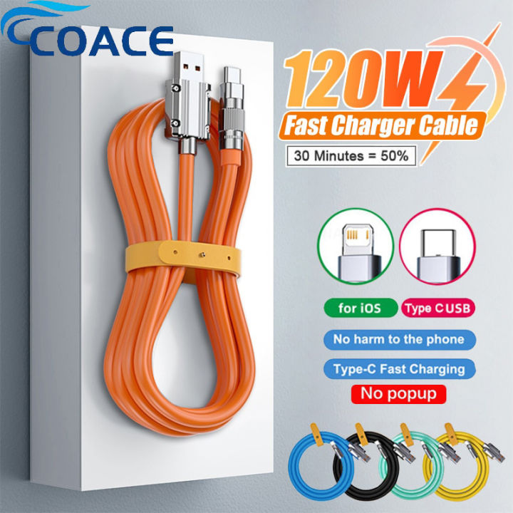 CoAce 120W Original USB Liquid Silicone Cable Metal 6A Type C Fast ...