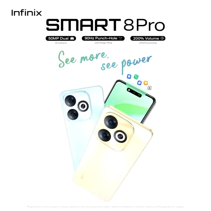 Infinix Smart 8 Pro 4G Smartphone | 8(4+4)GB RAM + 128GB ROM | Original Infinix Malaysia | Lazada