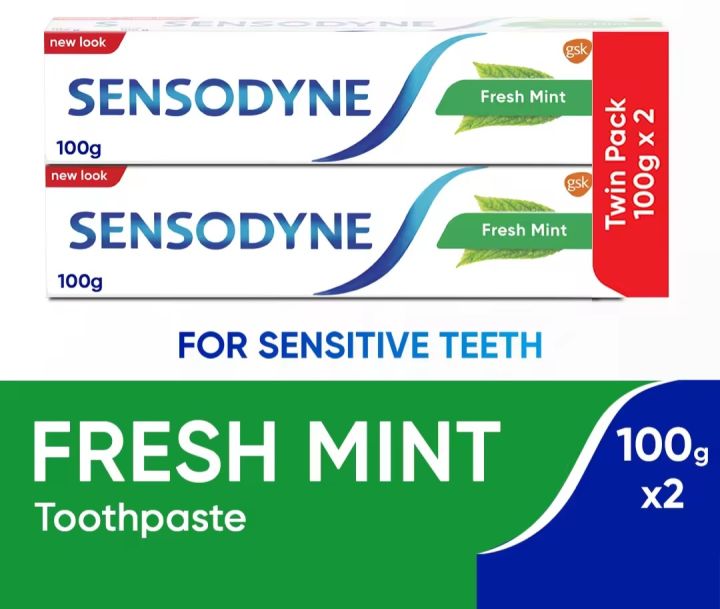 Sensodyne Fresh Mint Toothpaste For Sensitive Teeth (Twin pack 100gx2 ...