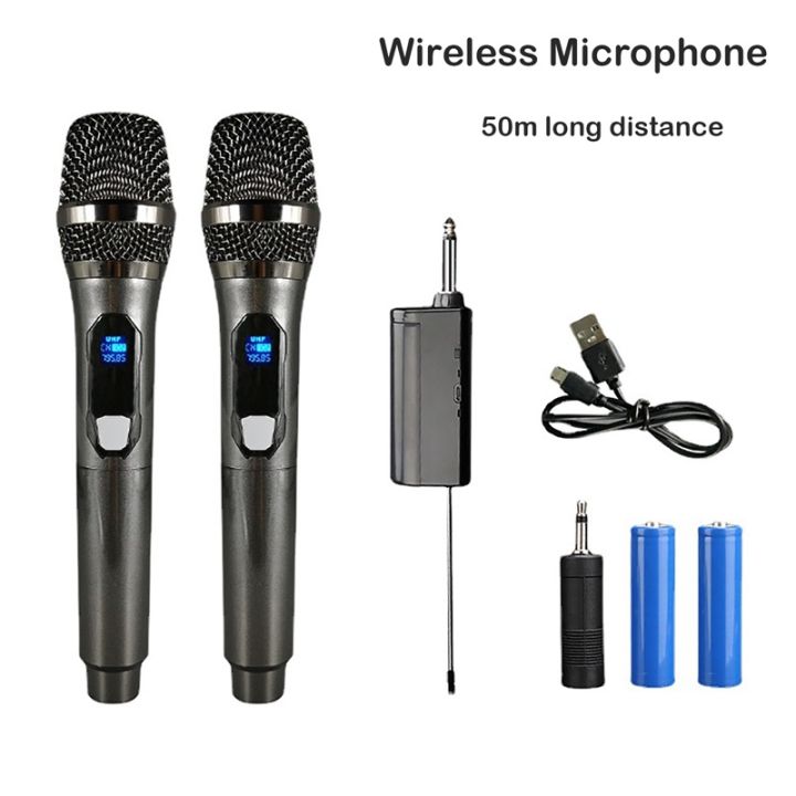 Wireless Microphone Dual Handheld Dynamic Karaoke Microphone with ...