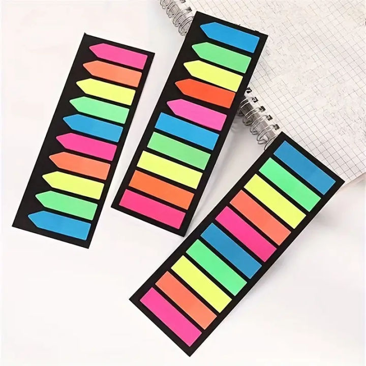 200 Tabs/Sheet Fluorescent Index Stickers, Transparent Bookmark Notes ...