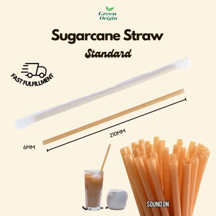 Sugarcane Straw: 100pcs 6mm Standard Straw, Iced Coffee Straw ...