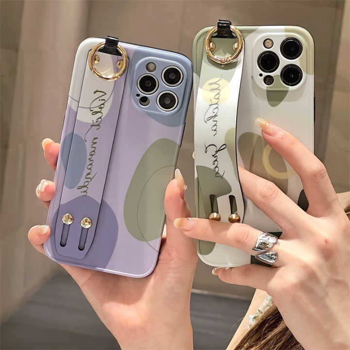 CrashStar Colorful Geometric Soft Shockproof Phone Case With Wristband ...