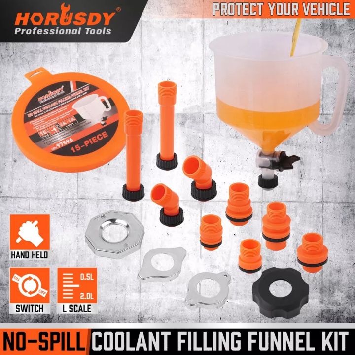HORUSDY No-Spill Coolant Funnel Kit Car Radiator Refill Bleeder Vehicle ...