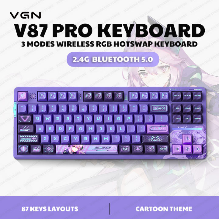 VGN V87 Pro Mini Wireless Mechanical Keyboard 2.4G Bluetooth Wired ...