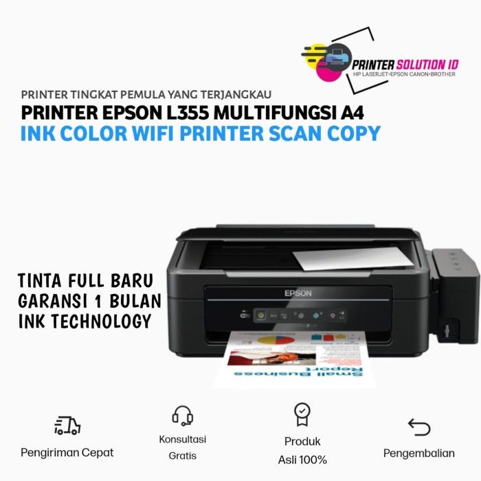 Printer Epson L355 multifungsi wifi scan copy A4 warna | Lazada Indonesia