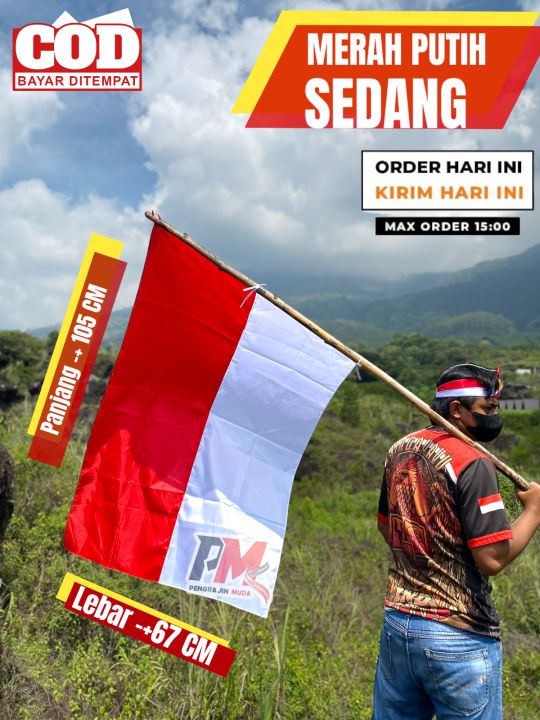 BENDERA MERAH PUTIH UKURAN SEDANG BENDERA MERAH PUTIH UKURAN 120X80 ...