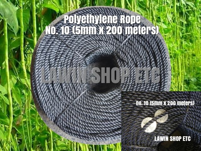 PE NYLON Rope #10 (5mm x 200 meters) Black/Orange/Green Polyethylene ...