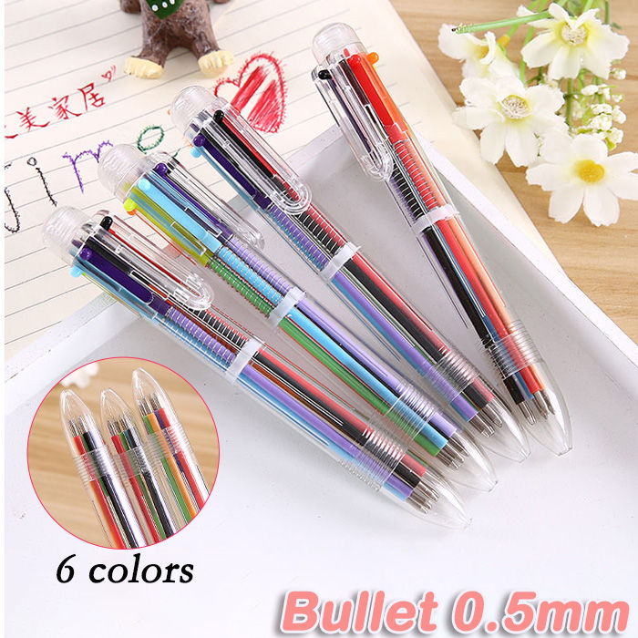 6 in1 Ballpoint Pens Rainbow Color Gel Pen Multi Colored Pen Creative ...
