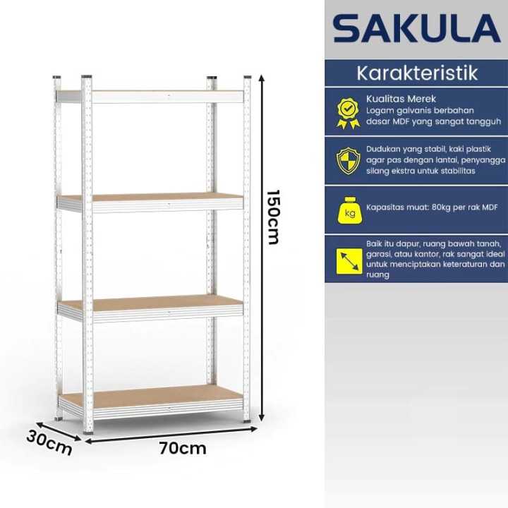 Rak Besi Siku 4 Susun 70*30*150 Galvanis Rak Barang - Rak Kitchen ...