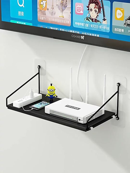 Wall Mounted Shelves No Punching TV Router Storage Rack Super Stick ...