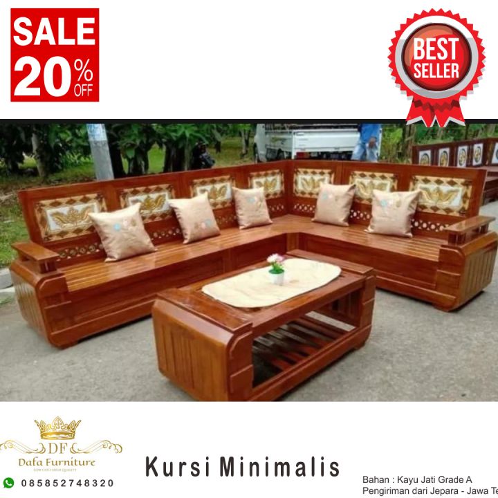 Kursi Sudut Model Domini Kayu Jati Pluss Busa Dudukan | Lazada Indonesia