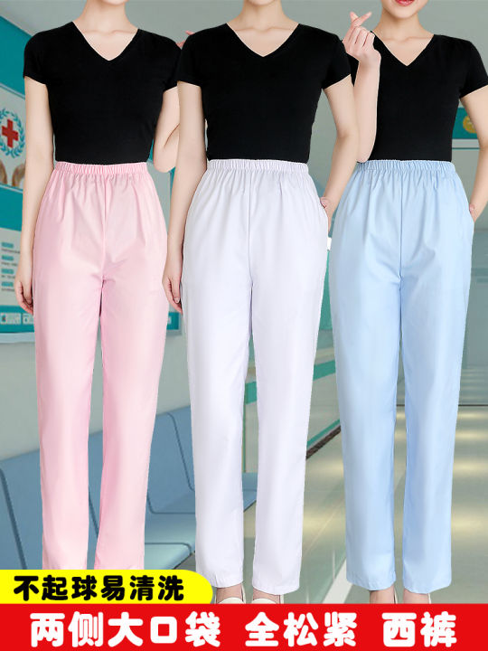 Jin Yujie ชุดพยาบาลกางเกงทํางานสีขาวหลวม Fit ฤดูร้อนบางขนาดใหญ่ฤดูหนาว ...