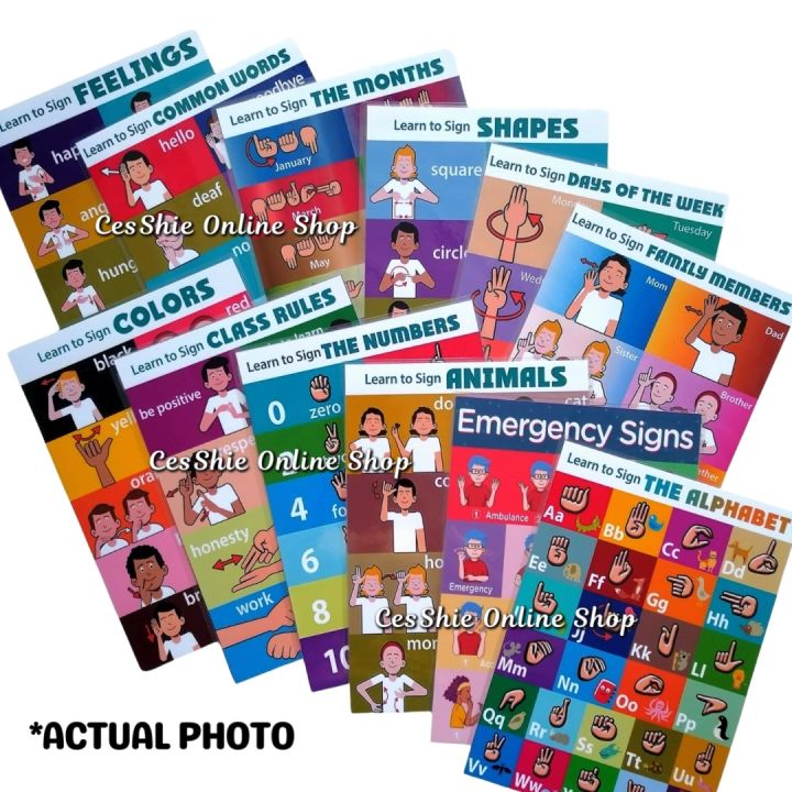 ASL AMERICAN SIGN LANGUAGE CHARTS FOR LEARNERS | A4 SIZE LAMINATED ...