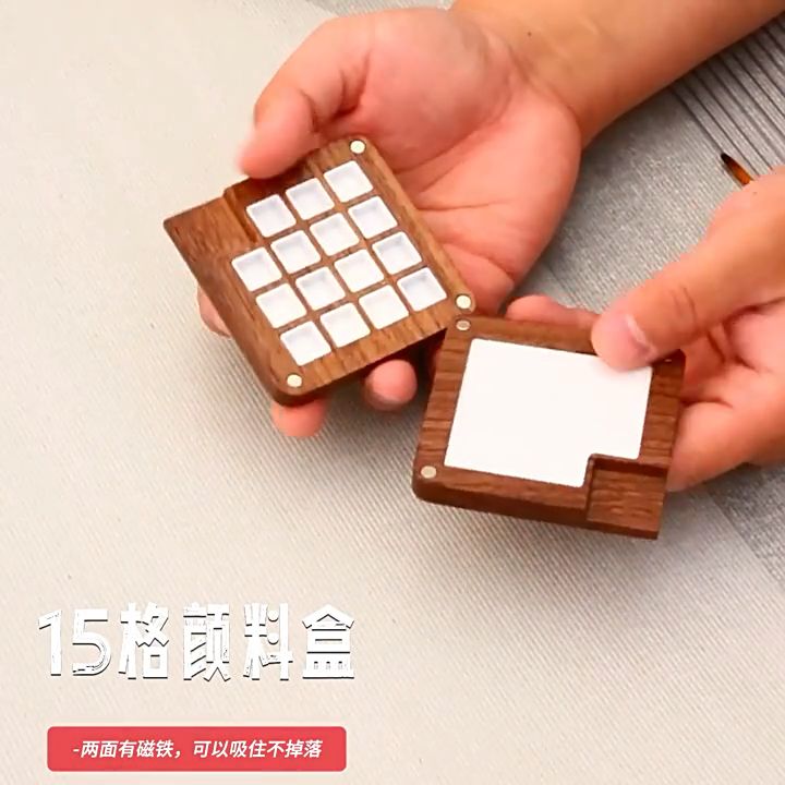 15/8 Hole Palet Lukis Kayu Magnetic Wooden Color Palette Disk Mini ...