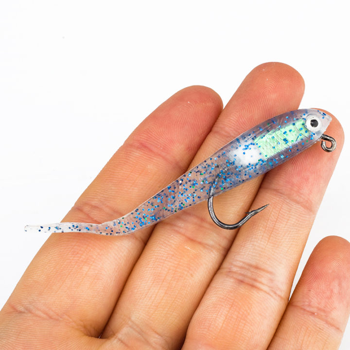 Soft Plastic Lure 7cm/6g Split Tail Lead Fish Swimbaits With Hooks Silicone Artificial Fishing ...