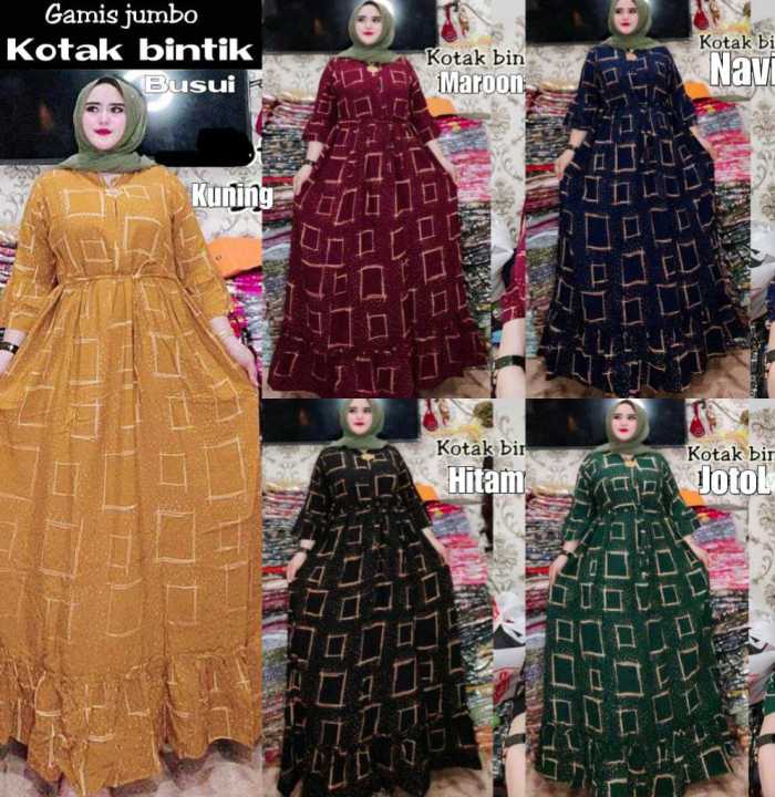 long dress arab jumbo ld 120 motif kotak bintik bintik | Lazada Indonesia