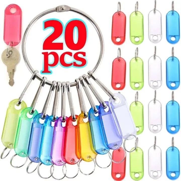 20Pcs Colorful Multicolor Keychain Crystal Clear Label Luggage ID Tags ...