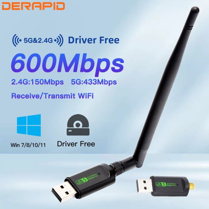 Dual Band AC600 USB WiFi Adapter 2.4Ghz/5Ghz Wireless Dongle 802.11AC ...