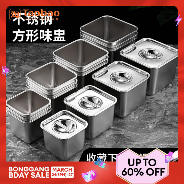 Stainless Steel Stock Pot Commercial Seasoning Containers with Lid ...