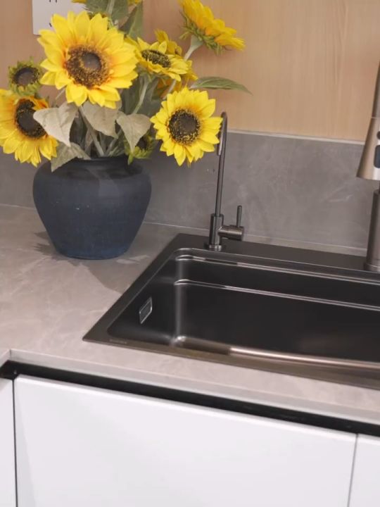 Free Deluxe 9-piece suit】4.0MM 304 Black waterfall Sink lababo ...