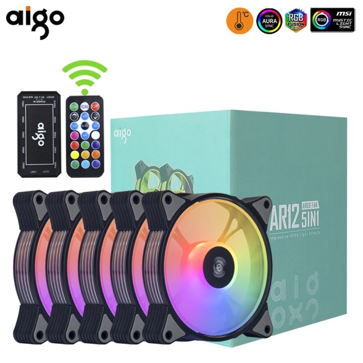เคสโทรศัพท์ Aigo AR12 120mm PC Gamer พัดลม RGB 12V ฮีทซิงค์ Aura ...
