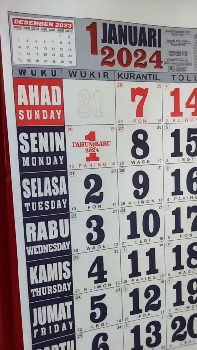 Kalender 2024 Jumbo Ukuran 44x64cm Angka Besar dan Lengkap | Lazada ...