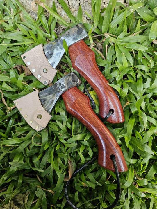 ขวานขนาดคม3นิ้วตีจากเหล็กแหนบแท้100%ใส่ด้ามไม้นาคบุตรแท้ยาว9นิ้ว+ - นิด ...