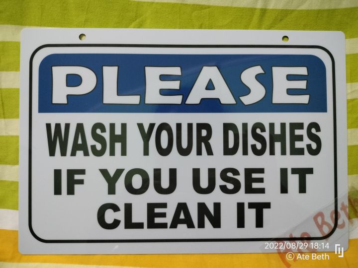 Wash your dishes if you use it clean it Signage PVC Plastic (Like ID) 7 ...
