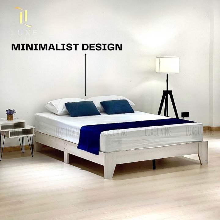 Muji Style Mininalist Queen Bed Frame / Katil [White / Oak] 🤍🤎 | Lazada
