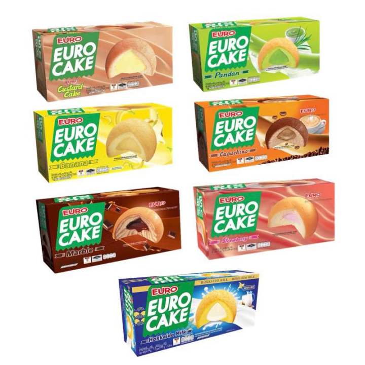 Euro Cake ยูโร่ พัฟเค้กสอดไส้ 17 กรัม แพ็ค12 ชิ้น | Lazada.co.th